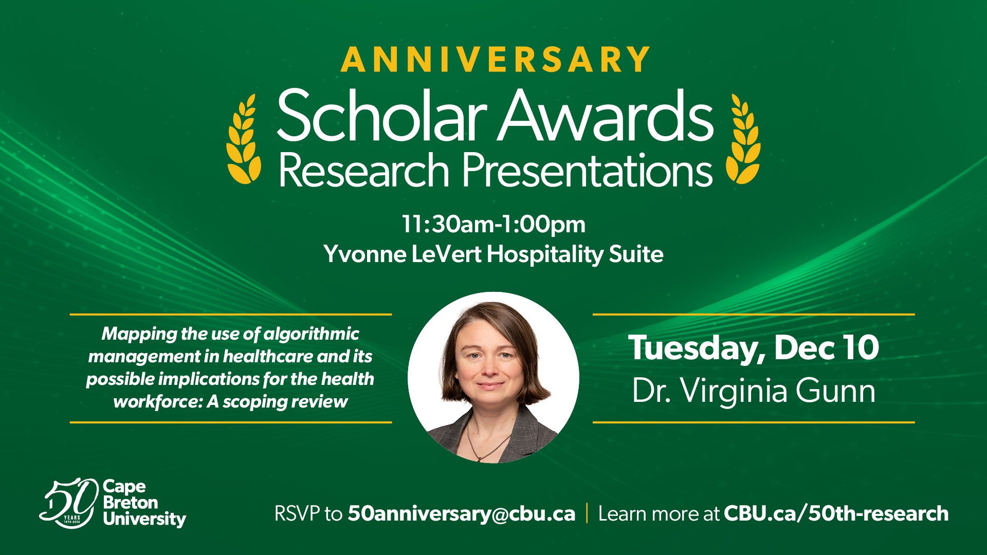 Anniversary Scholar Awards Research Presentation - Dr. Virginia Gunn ...