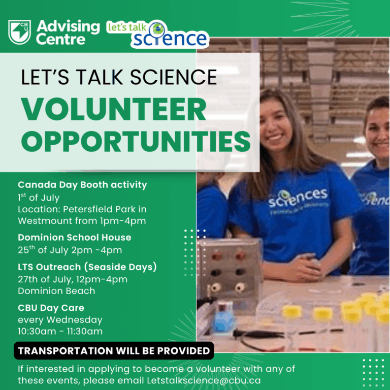 Summer 2025 Volunteer Opportunity - Let's Talk Science - Cape Breton ...